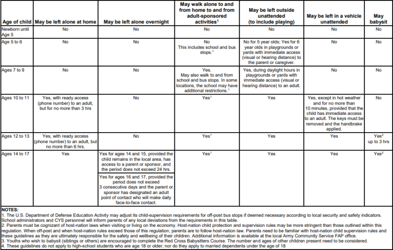 The U.S. Army Europe Child & Youth Supervision Policy ...