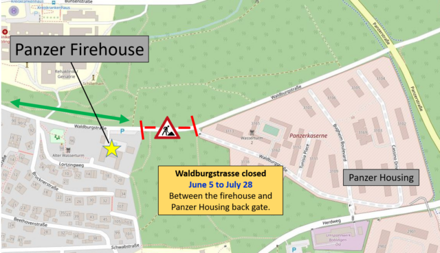 Waldburgstrasse closed between Panzer Housing and Panzer Firehouse ...