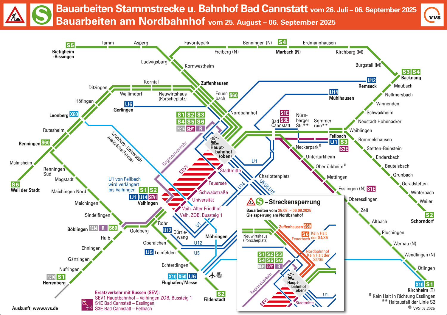 Main line S-bahn tunnel closed in Stuttgart from July 26 to Sept. 6 ...